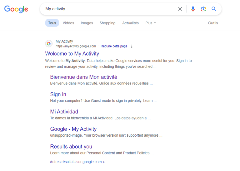 My activity - L'outil de Google pour tracker son activité - Avis Outils